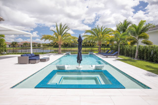 New Infinity Edge Swimming Pool & Spa With Custom Water Bowls - Modern ...