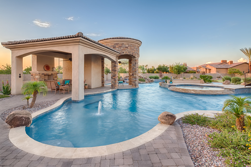 NEW Lazy River Pool and Spa in Gilbert, Arizona - Mediterranean - Pool ...