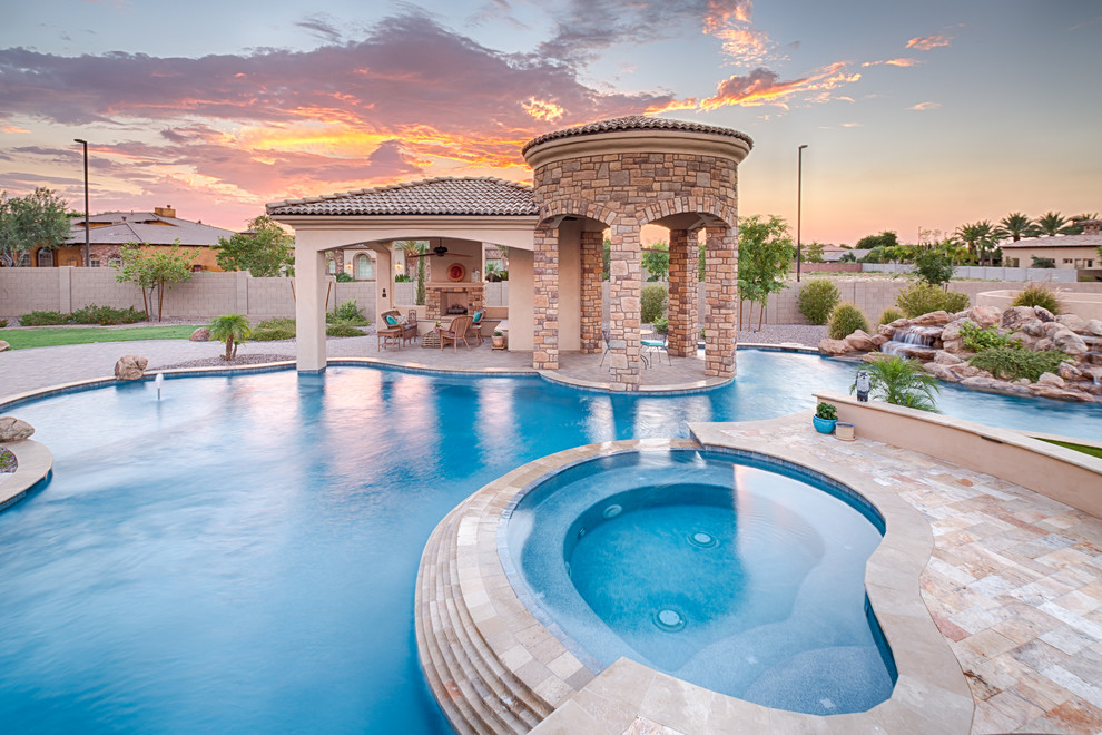 NEW Lazy River Pool and Spa in Gilbert, Arizona - Mediterranean - Pool ...