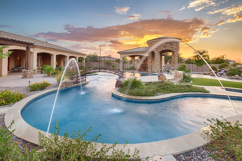 NEW Lazy River Pool and Spa in Gilbert, Arizona - Mediterranean - Pool ...