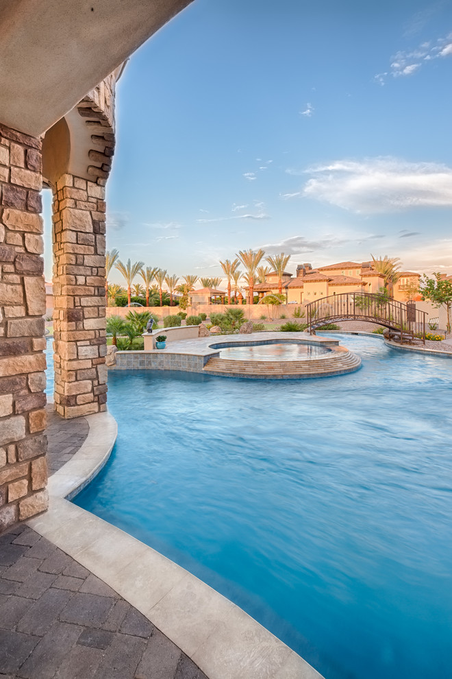 NEW Lazy River Pool and Spa in Gilbert, Arizona - Mediterranean - Pool ...