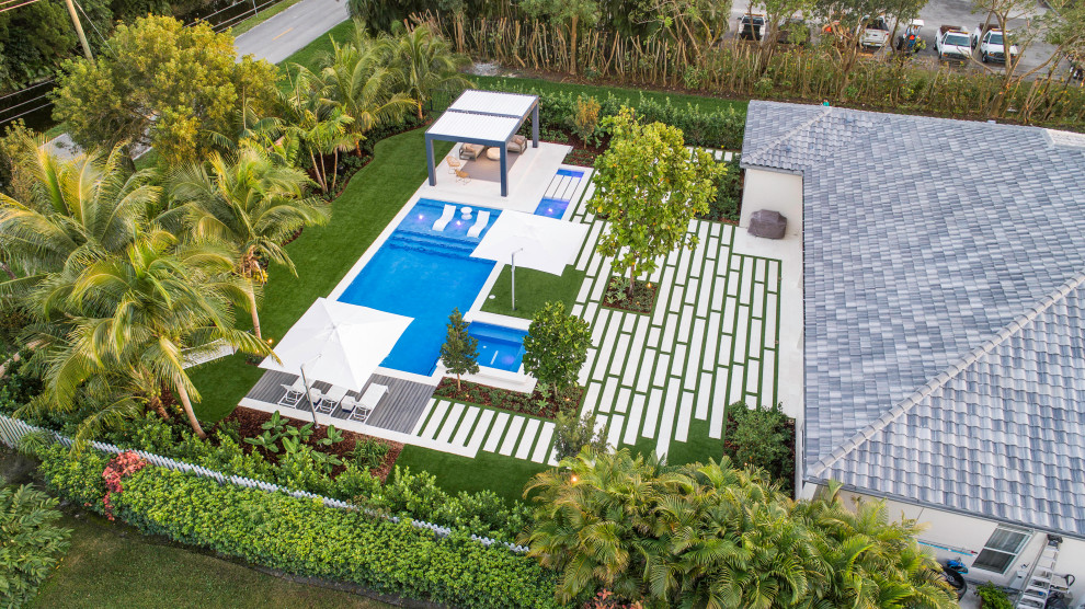 New Pool & Spa with Custom Landscaping in Cooper City - Modern - Pool ...