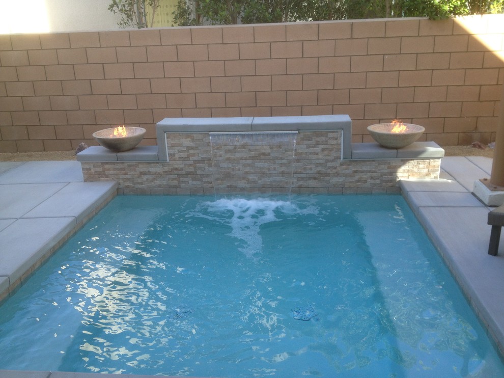 New Spa/Spool with Sheer Descent & Fire Bowls - Contemporary - Pool ...