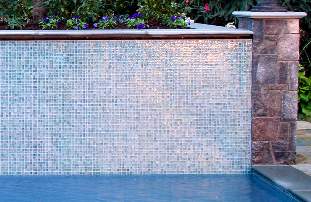 NJ Swimming Pool Glass Tile Water Wall Design - Contemporary - Pool ...