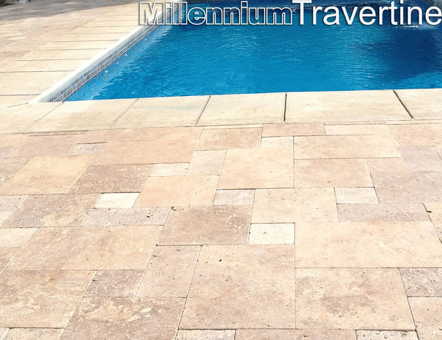 Noce Travertine Pavers - Swimming Pool & Hot Tub - Austin - by ...