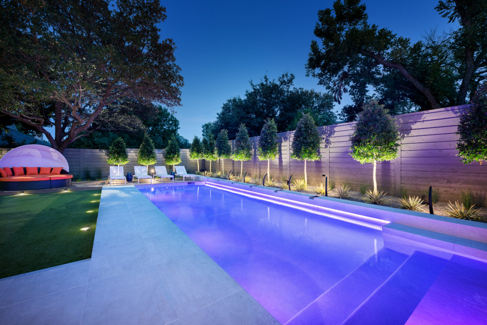 North Dallas Full Property Modern Landscape Design + Pool - Modern ...