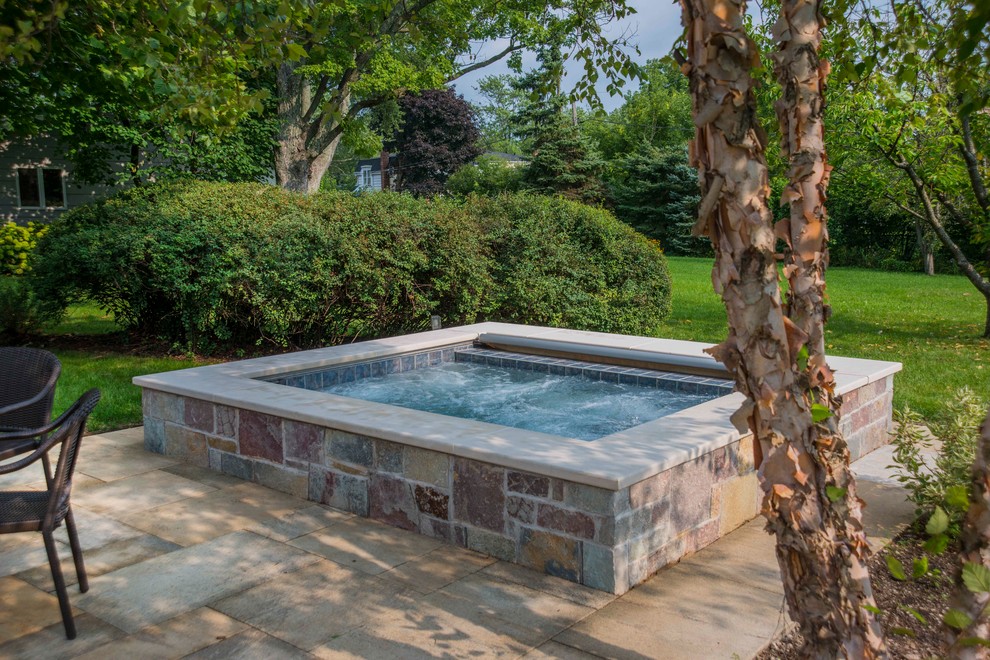 Northbrook, IL Raised Hot Tub with Automatic Cover - Rustic - Pool ...