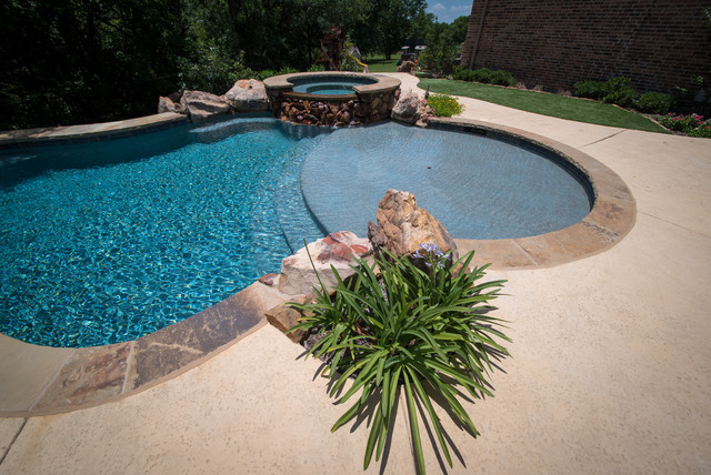 Oklahoma Flagstone Coping - Tropical - Swimming Pool & Hot Tub - Dallas ...