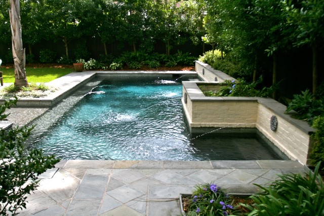 Old Metairie flagstone and painted brick wall - Traditional - Swimming ...