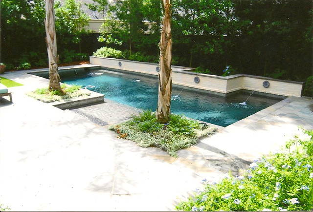 Old Metairie flagstone and painted brick wall - Traditional - Pool ...