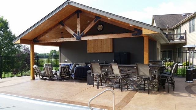 Open Truss Pool House w/ Overhang - Country - Swimming Pool & Hot Tub ...