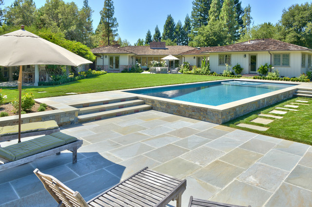 Orinda, Ca Bluestone Auto cover Pool/Spa - Craftsman - Pool - San ...