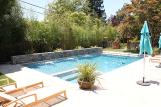 Outdoor Entertainment Pool - Menlo Park, CA - Transitional - Pool - San ...