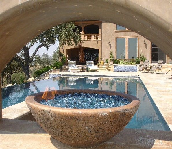 Outdoor Fire Pits using FireCrystals fire glass - Mediterranean - Pool ...
