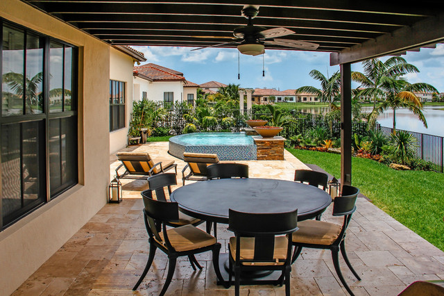 Outdoor Kitchen For Swim Spa with Custom Fire Bowls in Cooper City ...