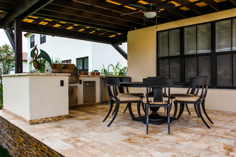 Outdoor Kitchen For Swim Spa with Custom Fire Bowls in Cooper City ...