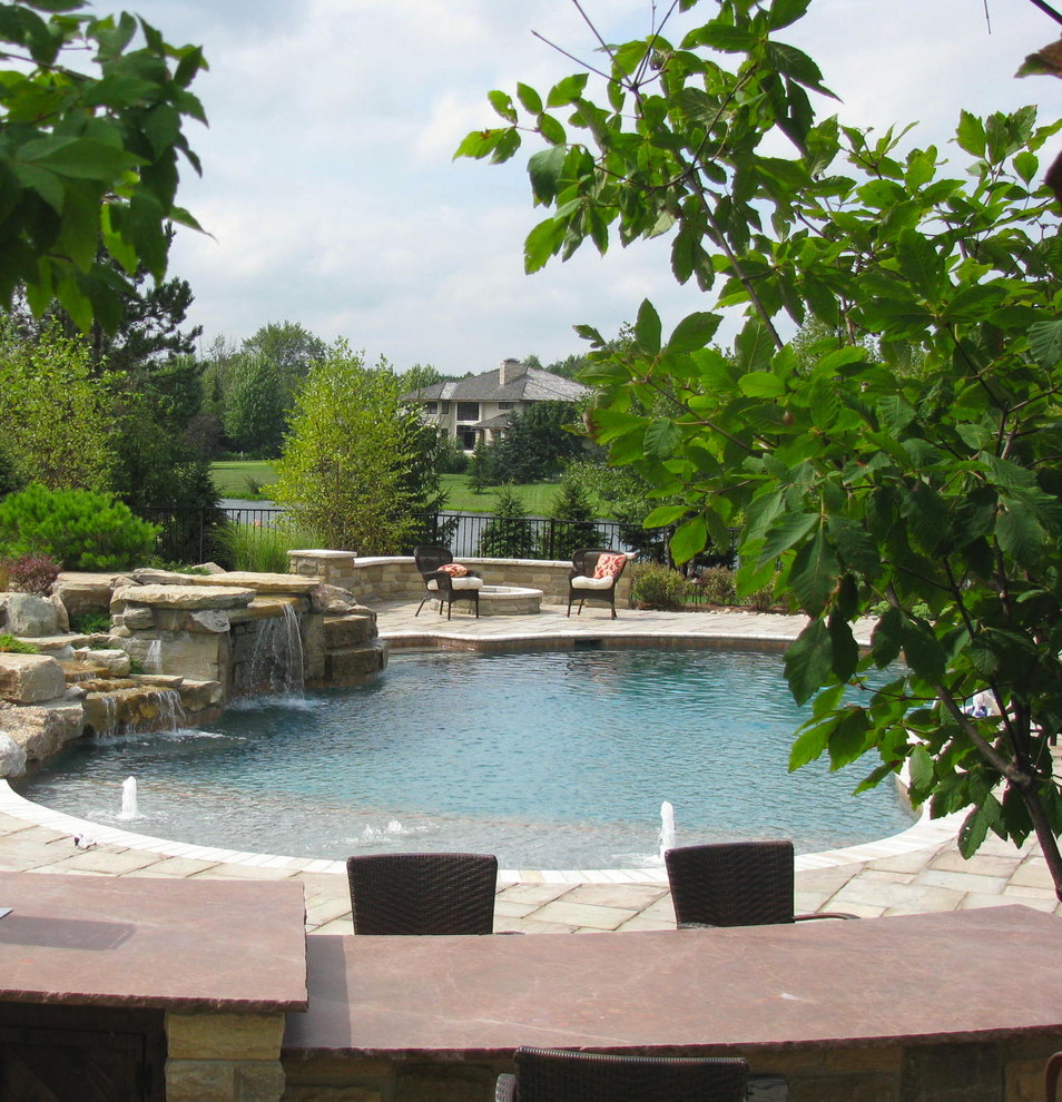 Outdoor Kitchen Overlooking Pool - Modern - Pool - Detroit - by DC ...