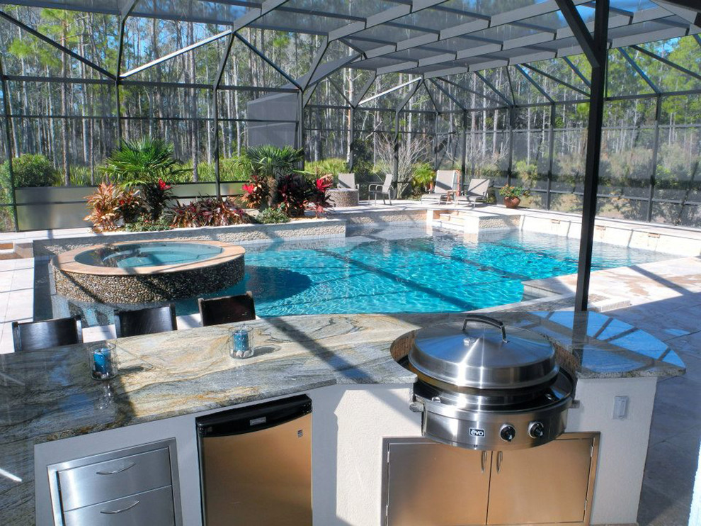Outdoor Kitchen with Evo Circular Cooktop - Traditional - Pool ...
