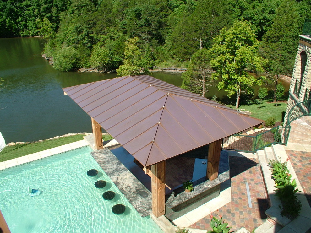 Outdoor kitchen with swim up bar - Contemporary - Swimming Pool & Hot ...