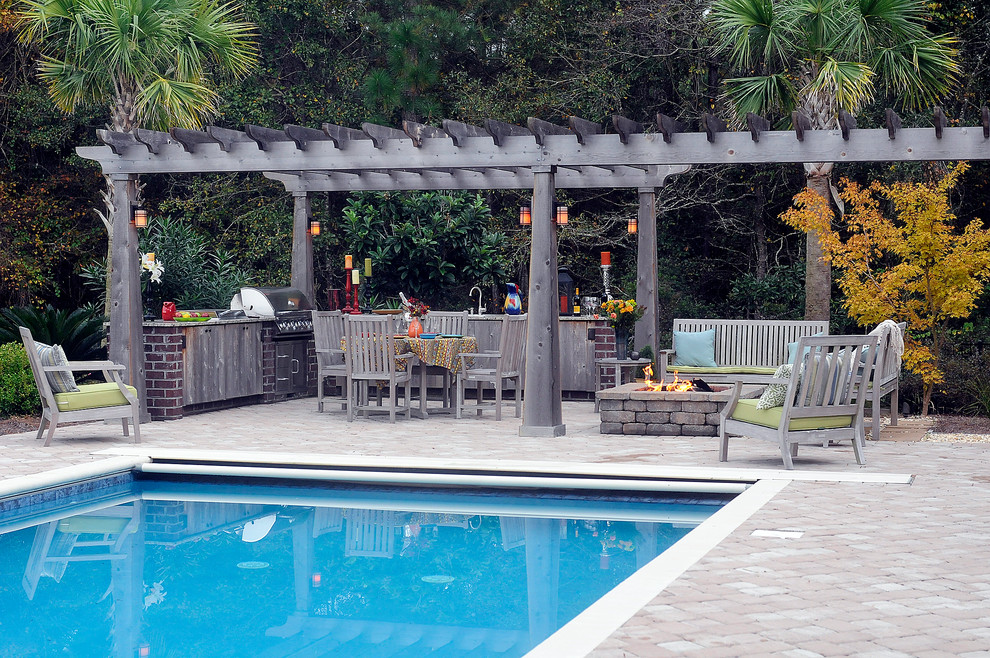 Outdoor Living - Outdoor Kitchen, Pool, Fire Pit and Arbor ...