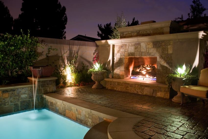 Pool with Fireplace - Mediterranean - Pool - Orange County - by Solena ...