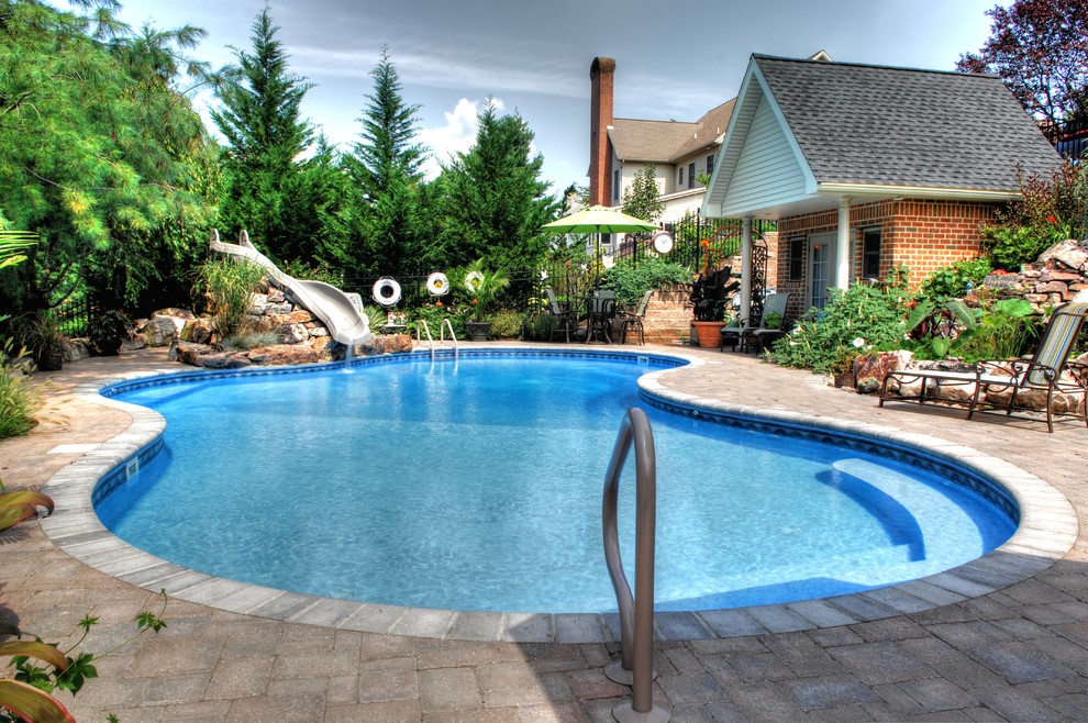 Outdoor Pool with Lounge - Tropical - Pool - Philadelphia - by Goodall ...