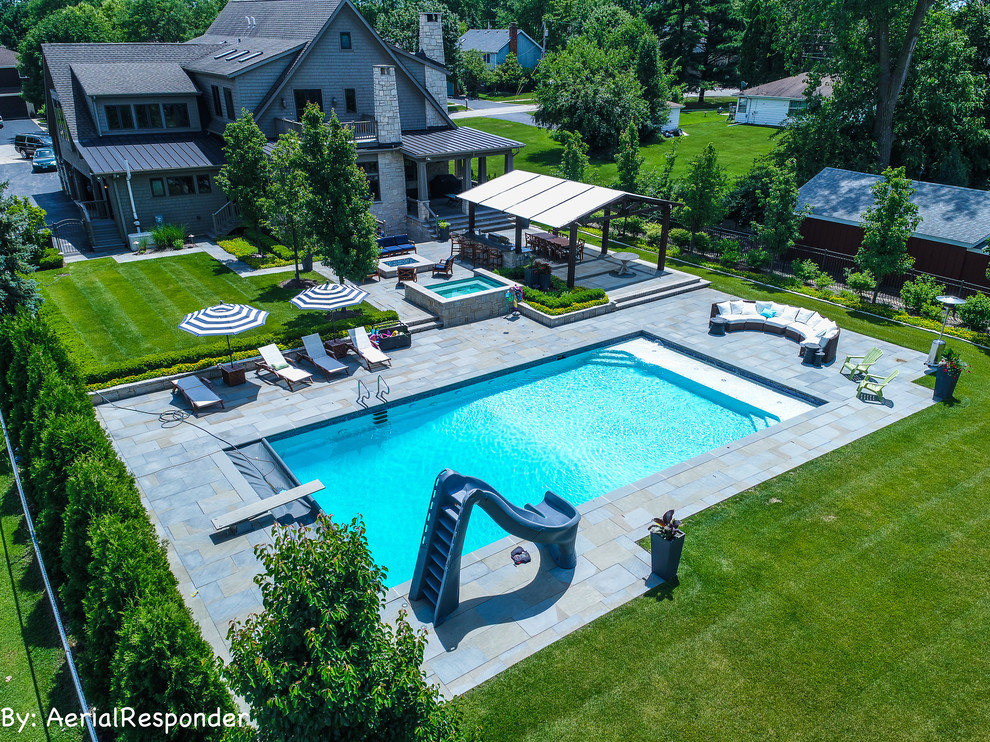 Palatine Pool, Spa, Fire Pit and Pergola - Traditional - Pool - Chicago ...