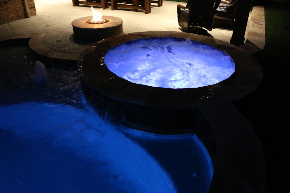 Patio Cover and Pool with Spa and Fire Feature in Long Meadow Farms ...