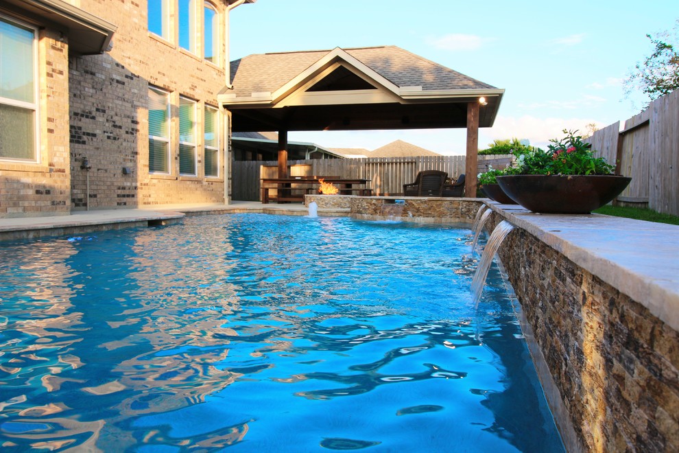 Patio Cover and Pool with Spa and Fire Feature in Long Meadow Farms ...