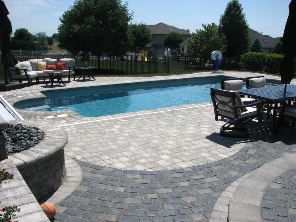 Paver Pool Deck, Pool, and Water Feature, Frankfort, IL - Traditional ...