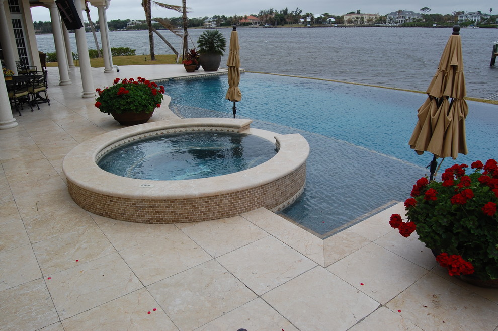Pearl Marble Pavers - Mediterranean - Pool - Miami - by StoneHardscapes ...
