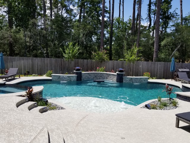 Perry- Blue Surf Pebble Sheen - Contemporáneo - Piscina - Houston - de ...