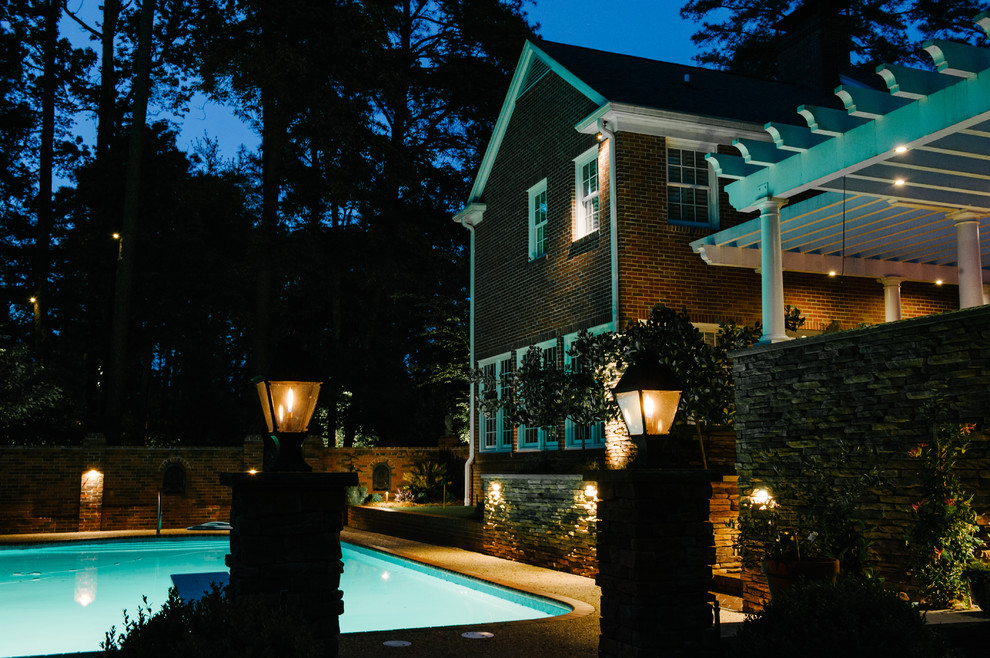 Pool and Rock Wall Lighting in Richmond Area - Traditional - Pool ...