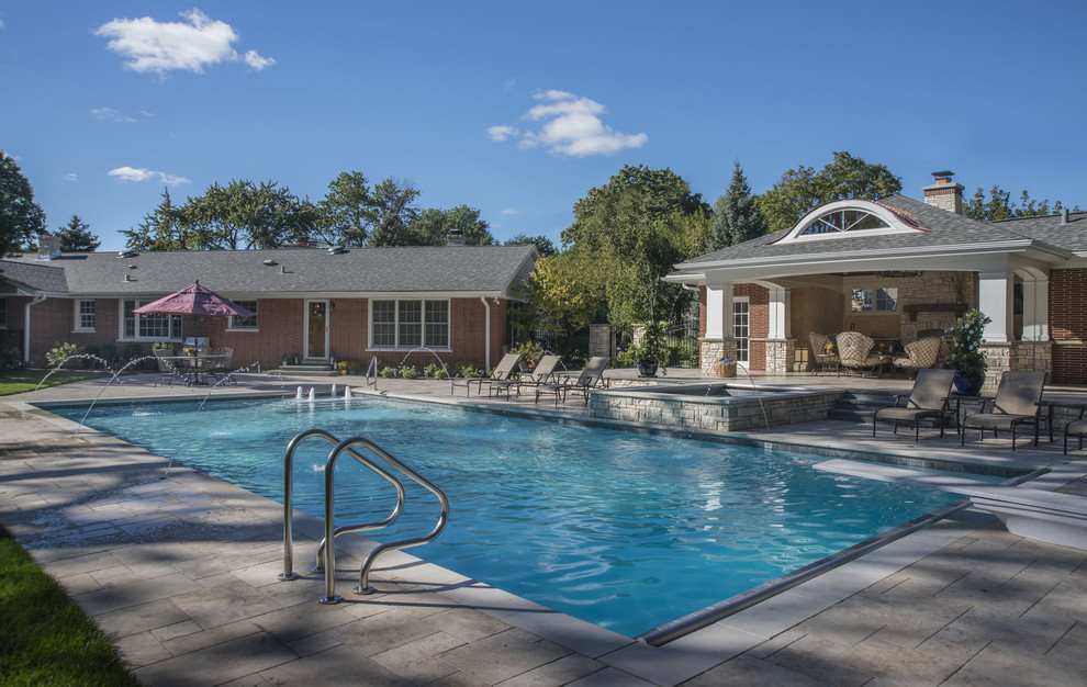 Pool and Spa with Cabana - Traditional - Pool - Chicago - by Platinum ...