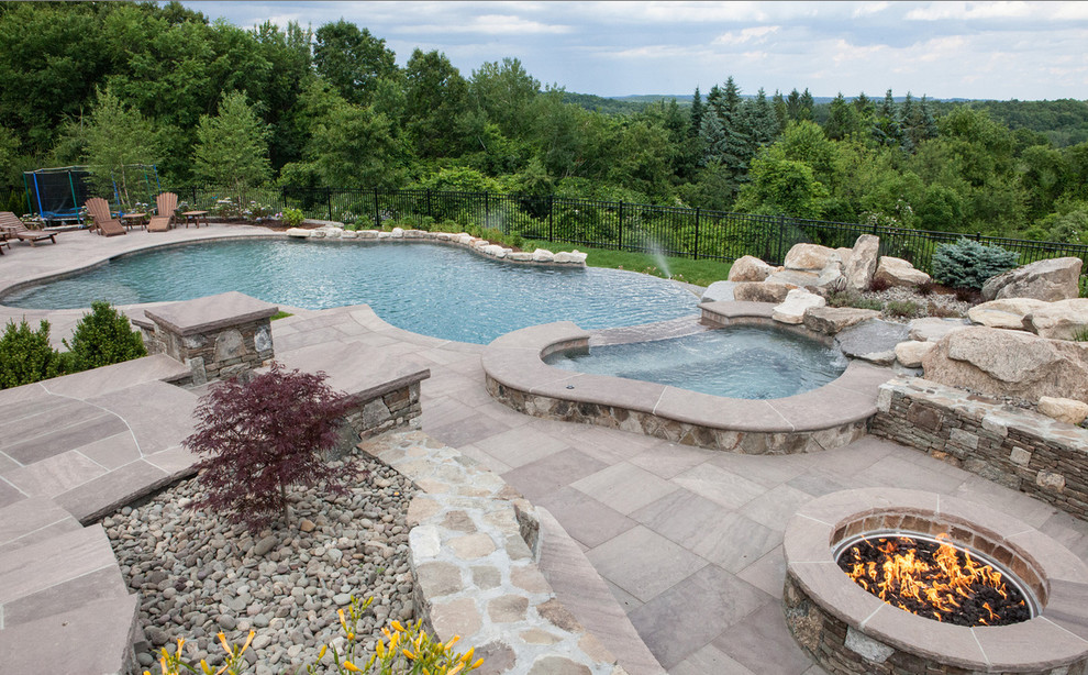 Pool and Stone Patio - Traditional - Pool - Boston - by StoneFire ...