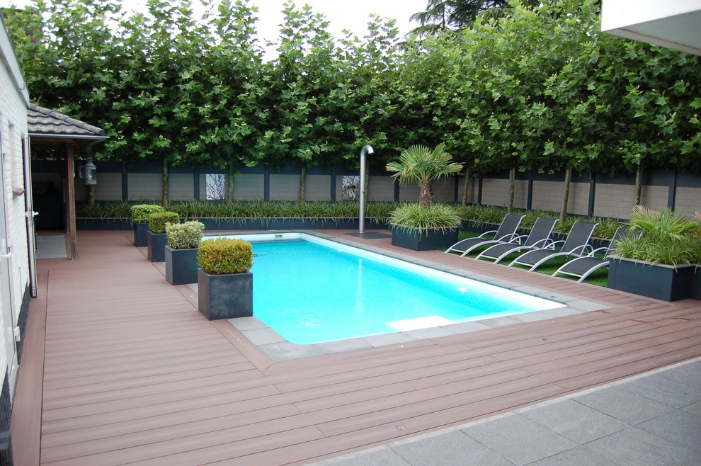 Pool Deck with Fiberon Composite Decking - Contemporary - Pool ...