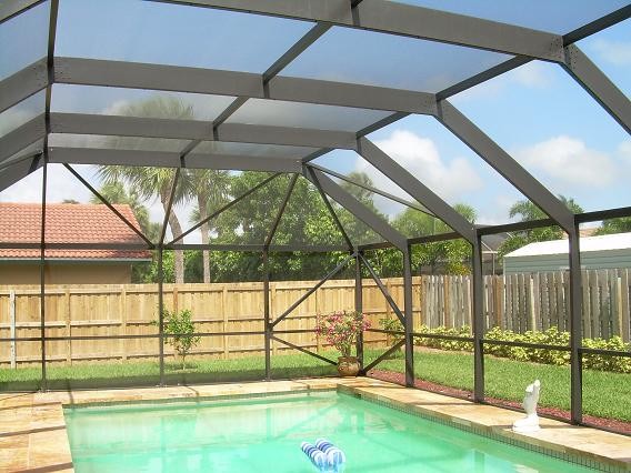 Mansard Style Cage Boyle's Aluminum & Screening Pool Cage Screen