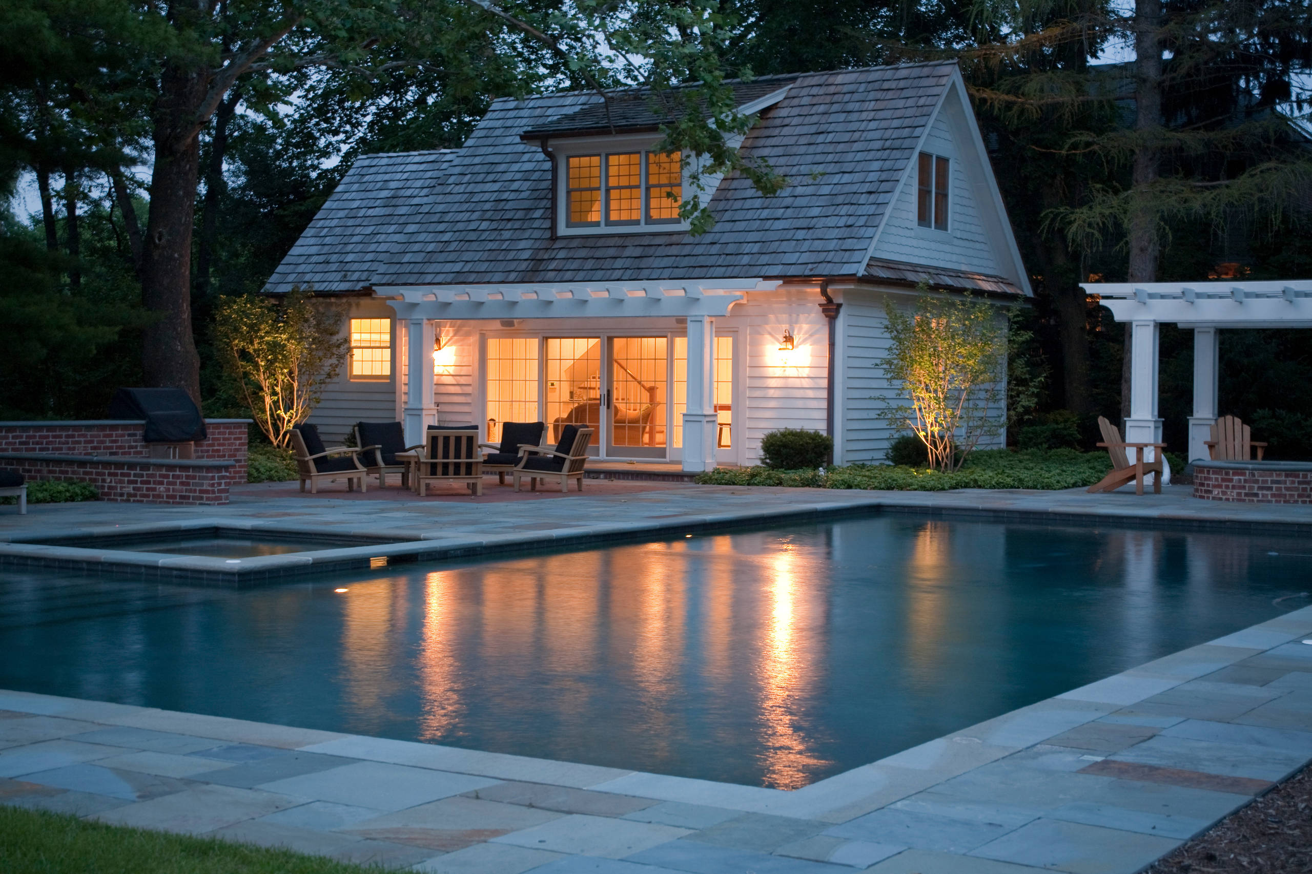 Pool House With Loft Tudor Style Pool House On Existing Home — Yeary