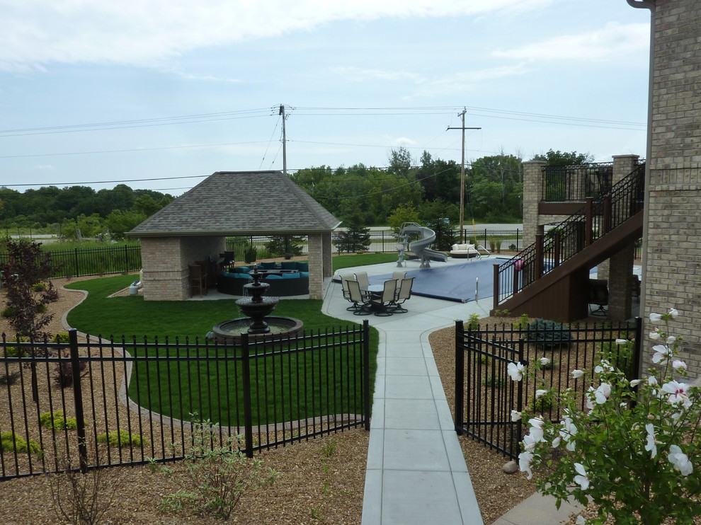 Pool House with Stone Facing - Pool - Milwaukee - by User | Houzz