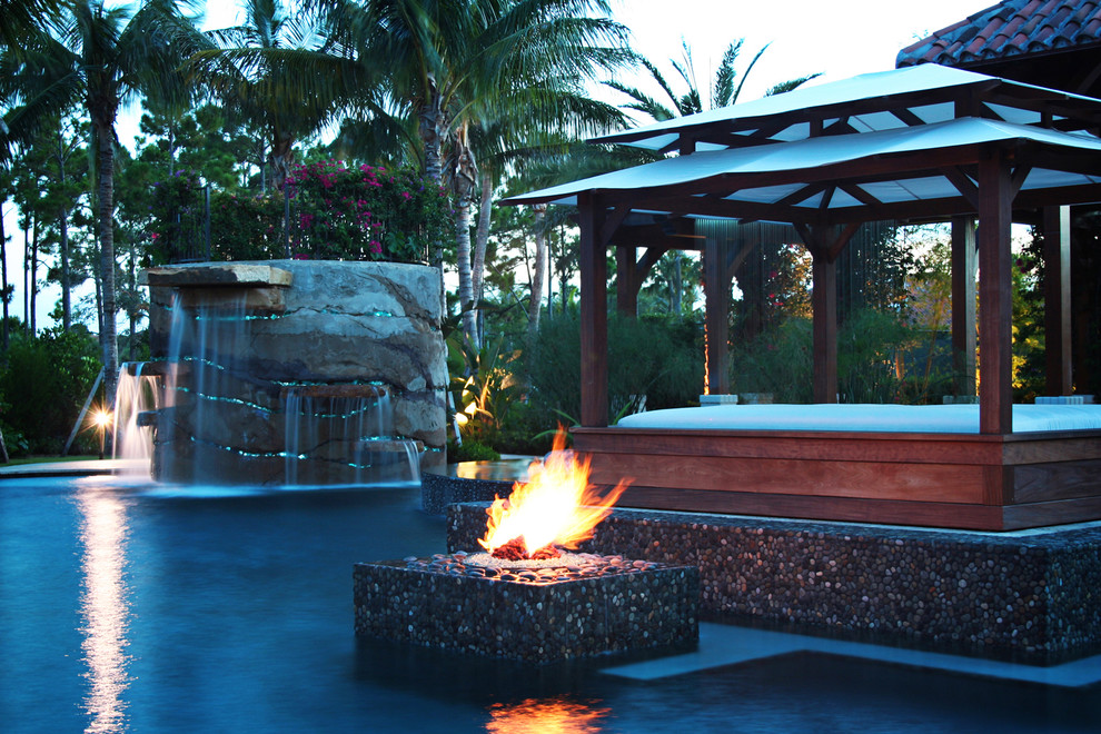 Pool Jumping Rock and Fire Feature - Modern - Pool - Miami - by Krent ...