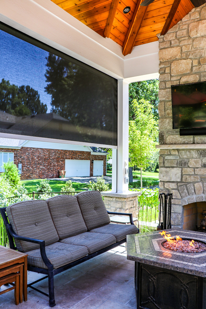 Pool-Side Outdoor Room with a Fireplace - Pool - St Louis - by ...