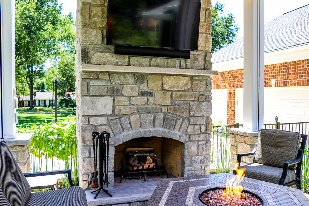 Pool-Side Outdoor Room with a Fireplace - Pool - St Louis - by ...
