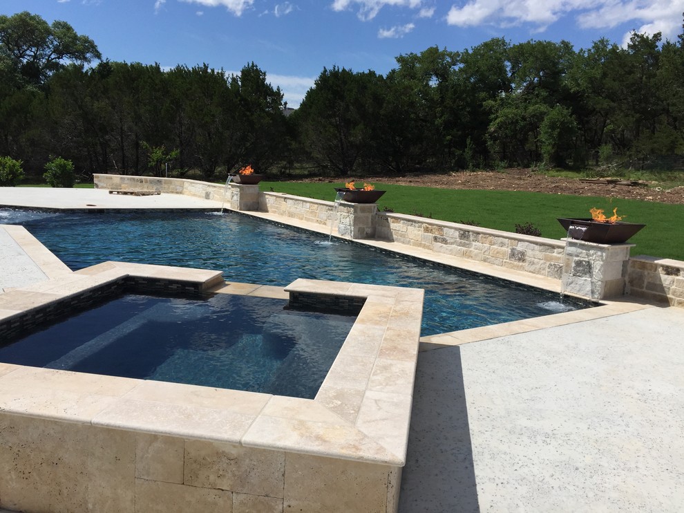 Pool Spa with Fire Woks - Modern - Pool - Austin - by Fossil Creek ...