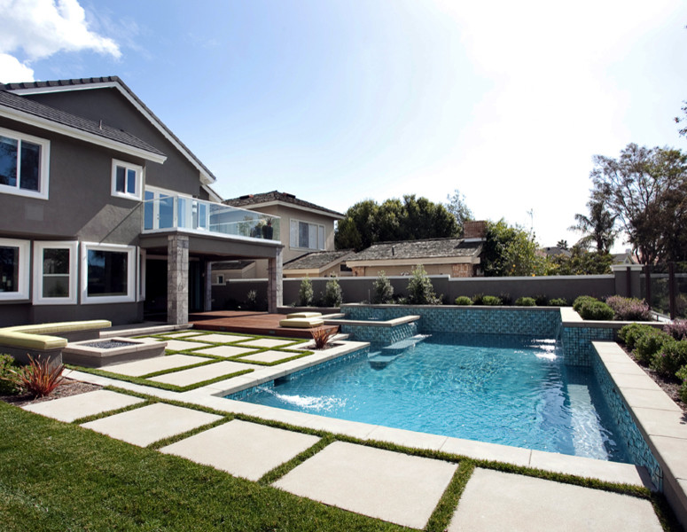 Pool with BrushStokes Ocean Blue Mozaic Tile - Contemporary - Pool ...