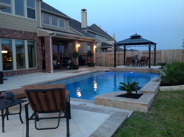 Pool with Raised Decking or Planters - Traditional - Pool - Houston ...