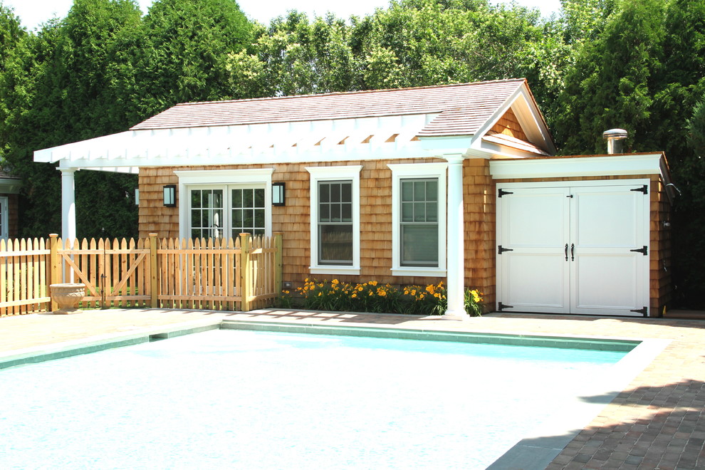 Poolhouse with the Pool Equiptment shed Attached - Traditional - Pool ...