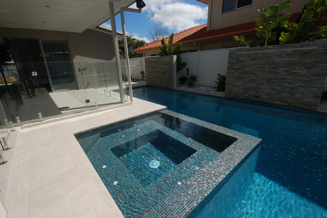 Porcelain Stoneware tiles surround turquoise bliss - Modern - Pool ...