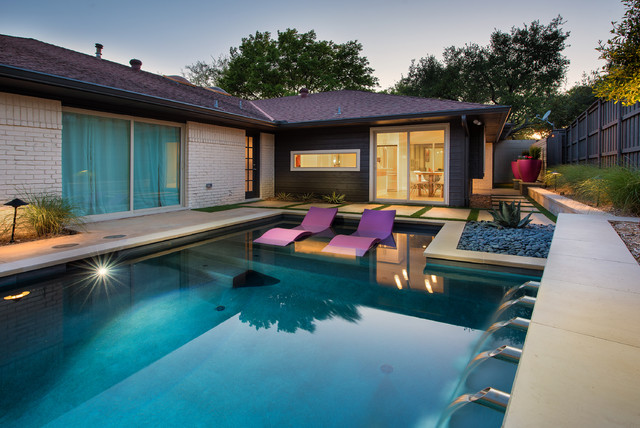 Prestonwood Modern Angular Pool Cabana Midcentury Swimming Pool