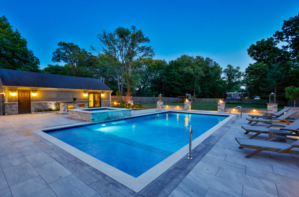 Prospect Heights Outdoor Living Project with Swimming Pool and Hot Tub ...