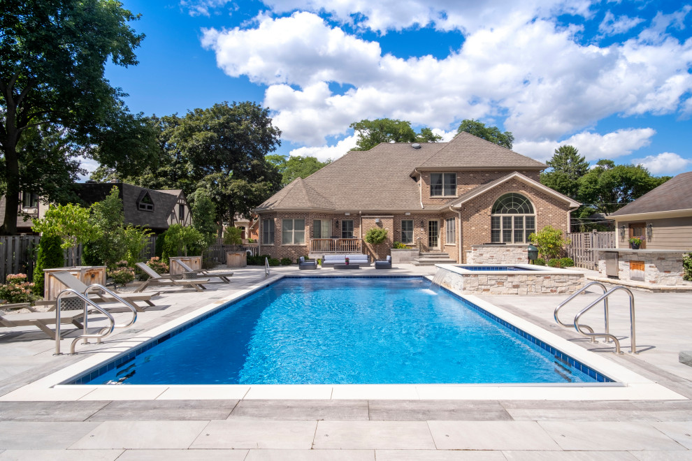 Prospect Heights Outdoor Living Project with Swimming Pool and Hot Tub ...
